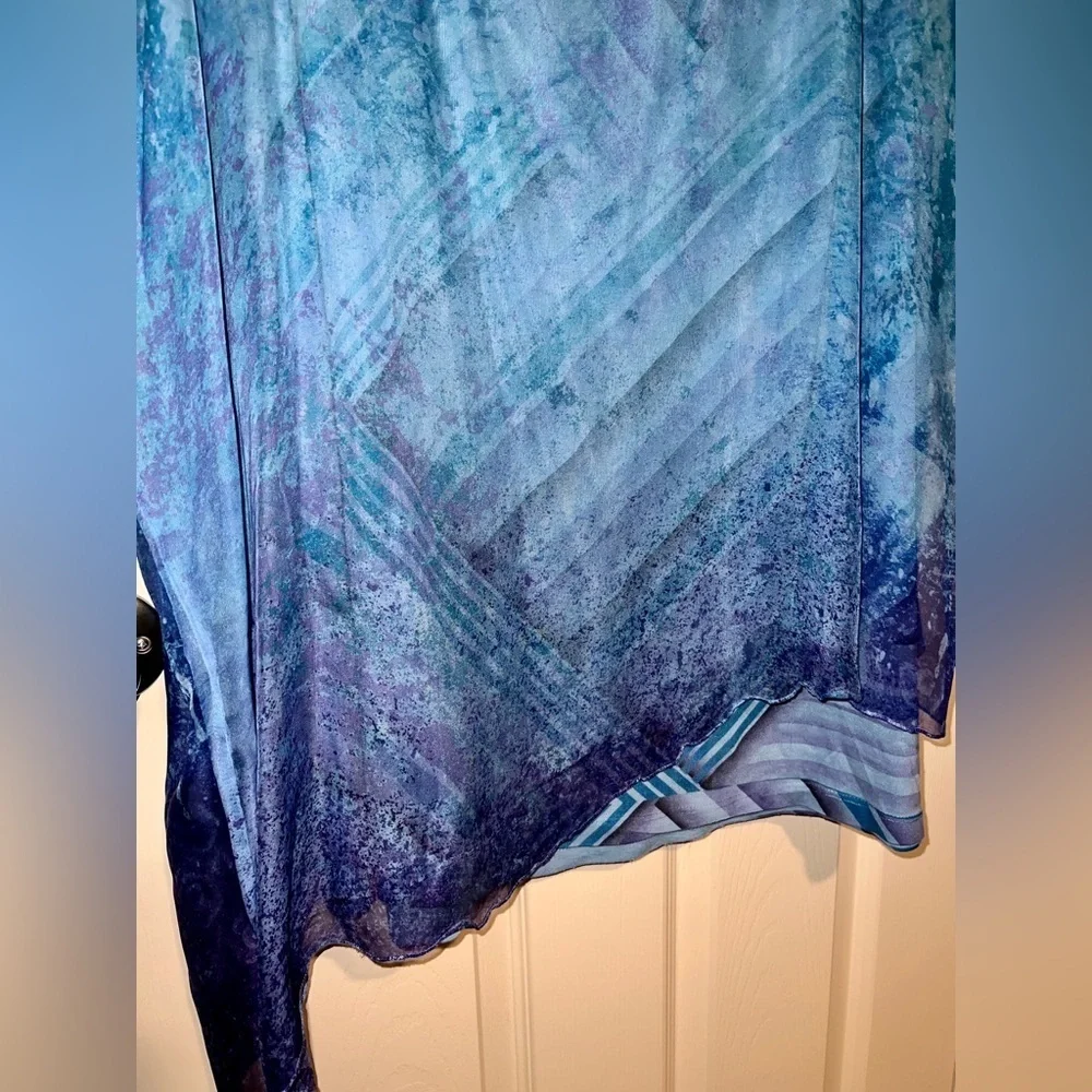 Avenue | Tops | Avenue Blue Sheer Overlay Blouse | Poshmark